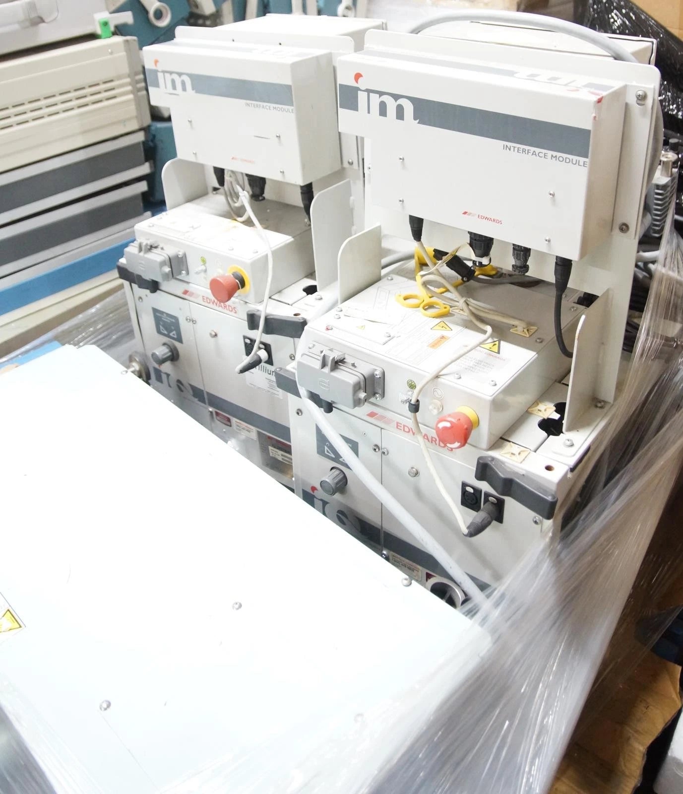 Pair of Edwards iQDP40 Dry Vacuum Pumps with Interface Modules – XG eqpt