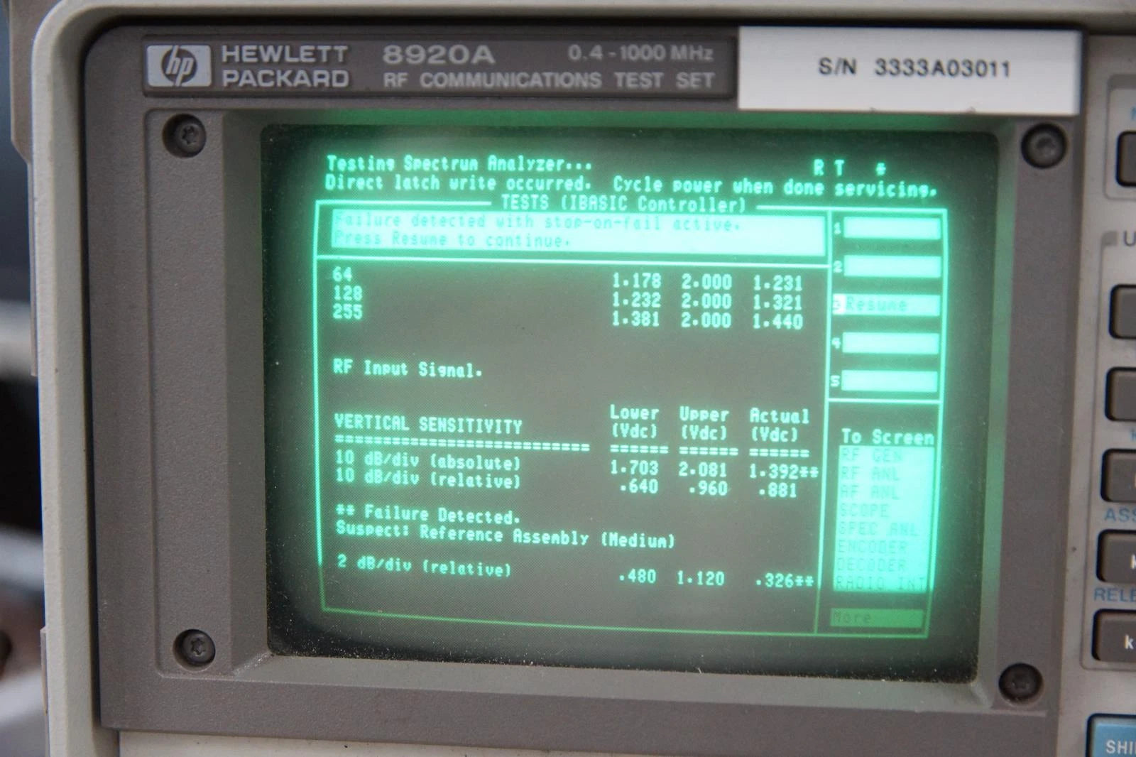 HP Agilent 8920A RF Communications Test Set / Spectrum Analyzer – XG eqpt