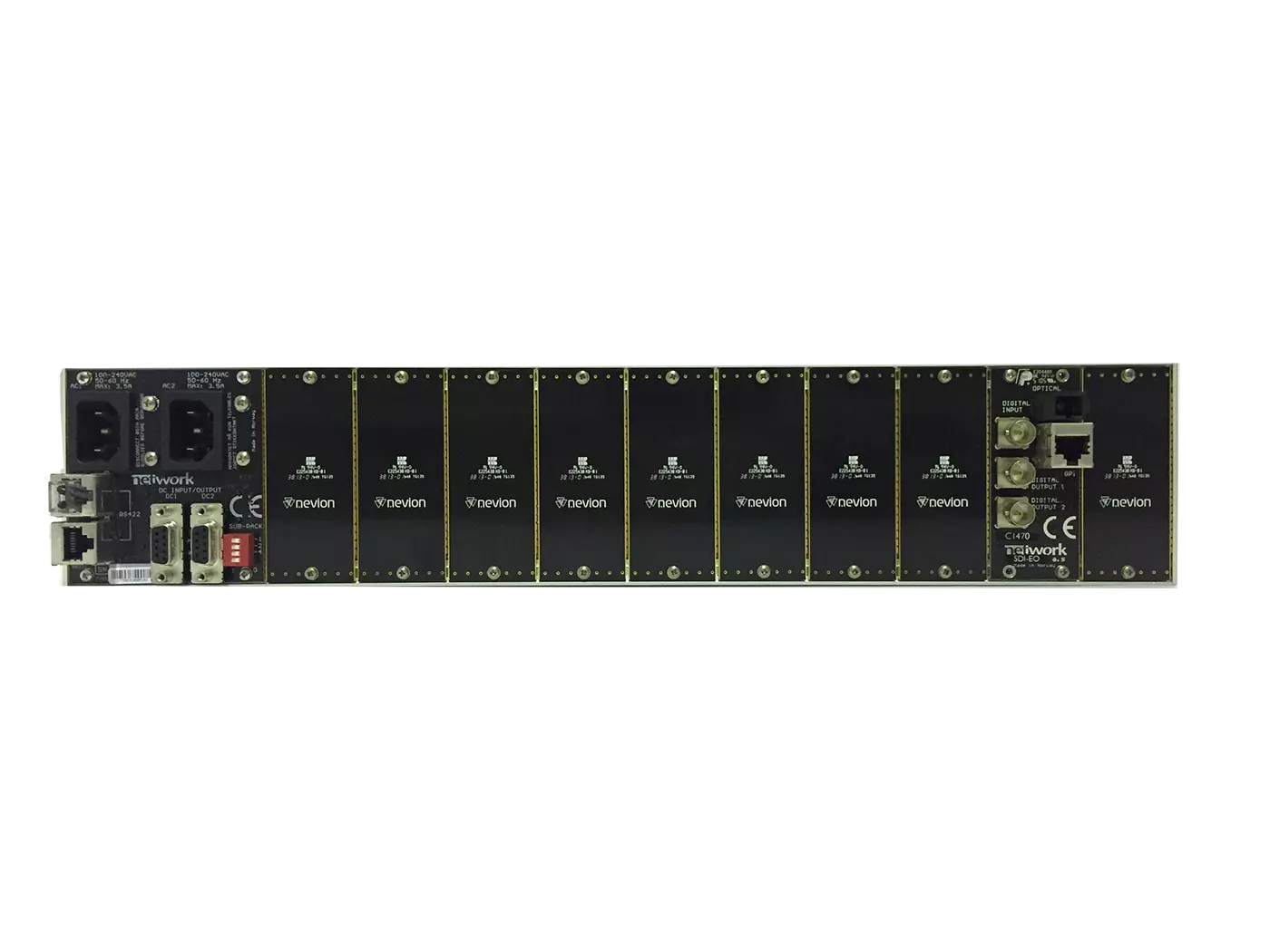 Nevion 2RU Modular Frame for 10 Modules and 2 PSU – XG eqpt