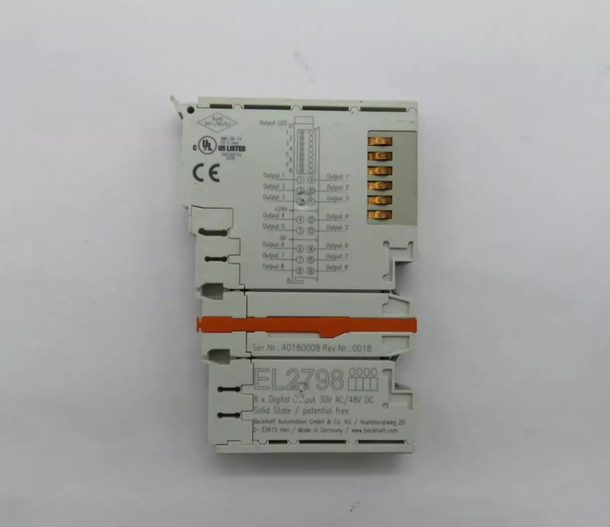 Beckhoff EL 2798 8-Channel Digital Output PLC Module EtherCAT Solid St ...